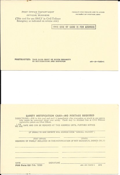 Safety Notification Card – Civil Defense Archives