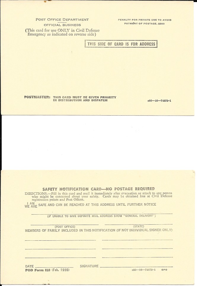 Safety Notification Card – Civil Defense Archives